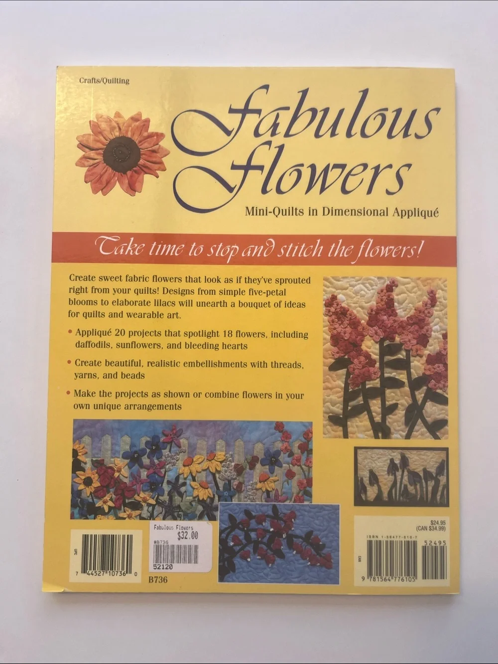 Other | Fabulous Flowers Book Dimensional Applique Quilt Quilting ...